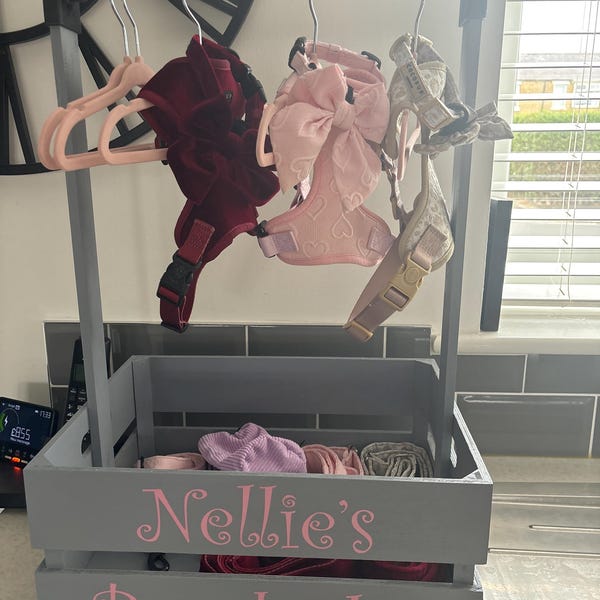 Pink Dog Wardrobe, Dog Harness Storage, Dog Closet, Dog Clothing ...