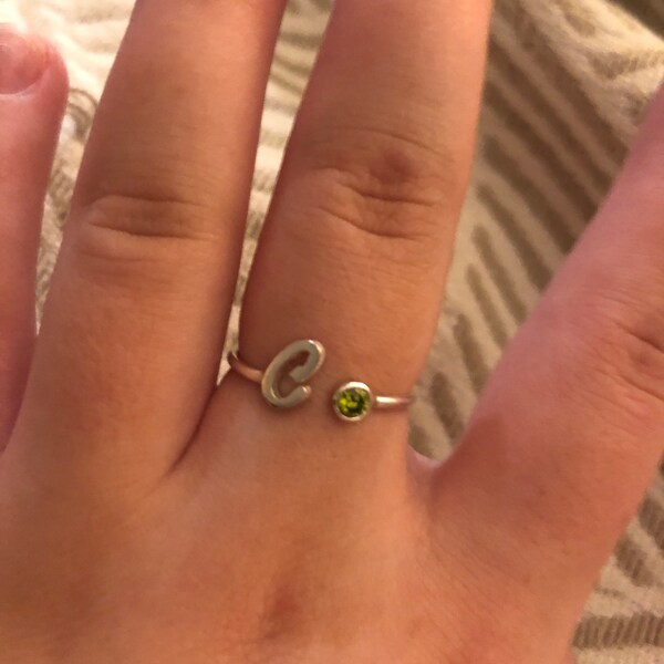 Personalized Initial Birthstone Ring • Custom Gold Initial Ring ...