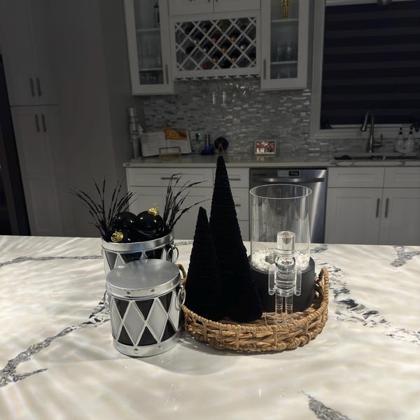 Black Velvet Trees Set of 3, Black and White Mantel Decor, Tree ...