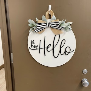 Hi Hey Hello Door Hanger Hello Front Door Decor Custom Door Sign Front ...