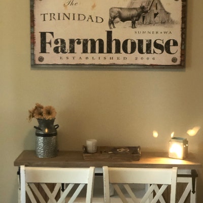 Farmhouse Sign Homestead Sign Family Name Sign Custom Canvas Farm Wall ...
