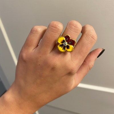 Custom Pansy Ring Viola Ring Johnny Jump up Ring Flower Ring Floral Ring Adjustable Ring - Etsy