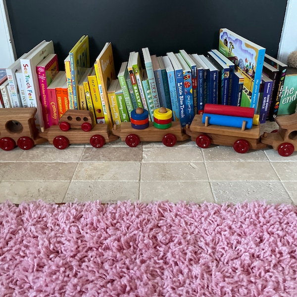 Deluxe 5-car Wooden Train Set - Traditional Toy Train - Large Handmade ...