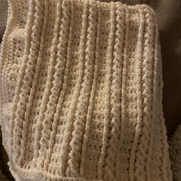 Crochet Easy Beginner Cable Blanket Tutorial With Written Pattern ...