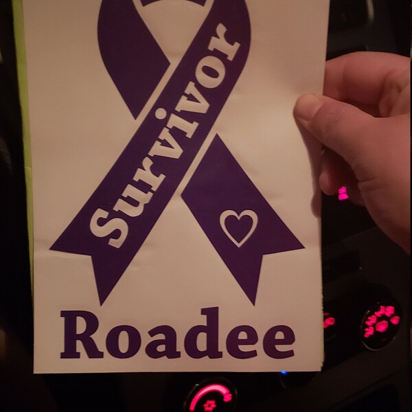 Cancer Survivor Ribbon Vinyl Decal Sticker With Custom Name - Etsy