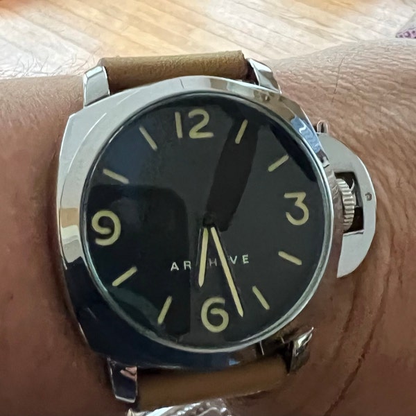 Italian Naval Homage Watch Military 45mm Militare Tan Leather Marina - Etsy