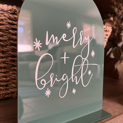 Merry and Bright Christmas Acrylic Sign, Wall Decor, Holiday Decor ...
