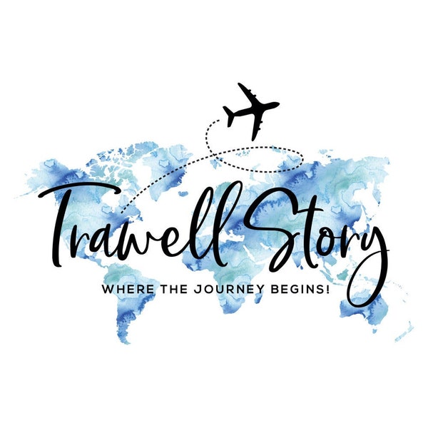 Travel Logo Watercolor Logo, Premade Logo Branding Package, Circle Logo ...