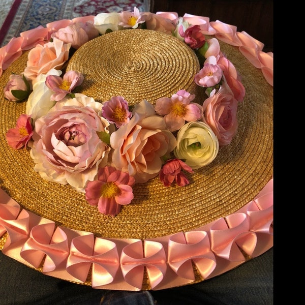 18th Century Shallow Crown Straw Hat ~ Blank Ready to Trim ~ Natural or ...