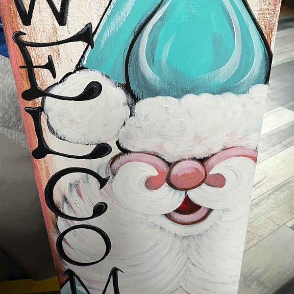 Winter Welcome Santa Sign, Santa Sign, Vertical Front Door Sign ...