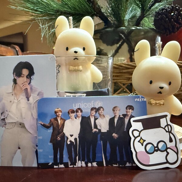 Jimin Birthday Custom Handmade Scented Soy Wax Baby Duck on White Wax W ...