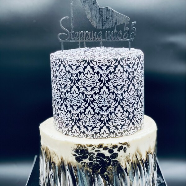 Stepping Into 55 Birthday Cake Topper- Stepping Cake Topper - Stiletto ...