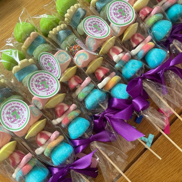 Sweetie Kebab With Personalised Sticker, Sweet Favours, Birthday Party ...