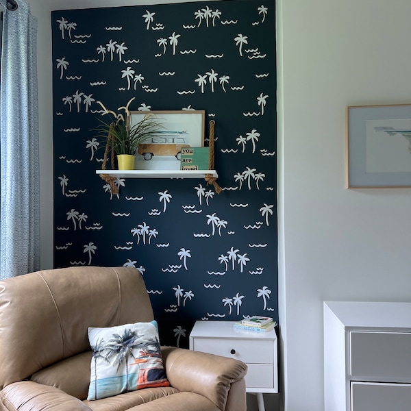 Wave Wall Decals, Palm Tree Decals, Surf Decals, Boys Room Decals ...