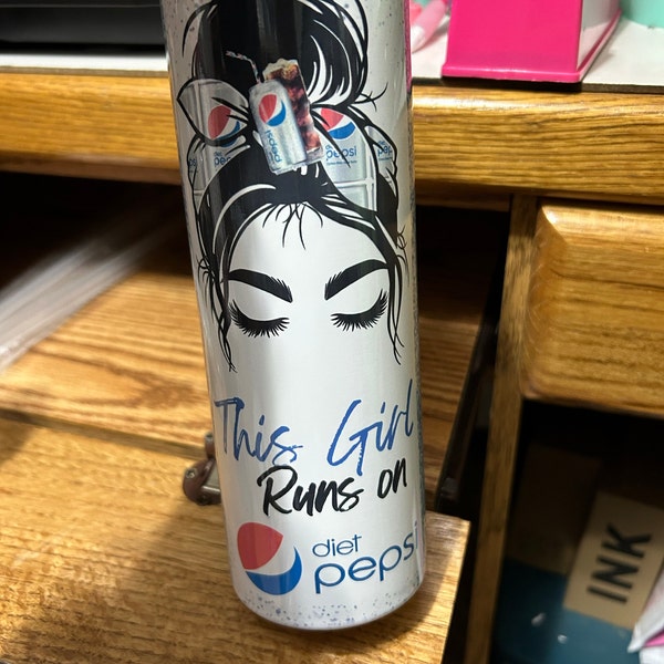 This Girl Runs on Pepsi With Blue Glitter Sublimation Tumbler Wrap, Png ...