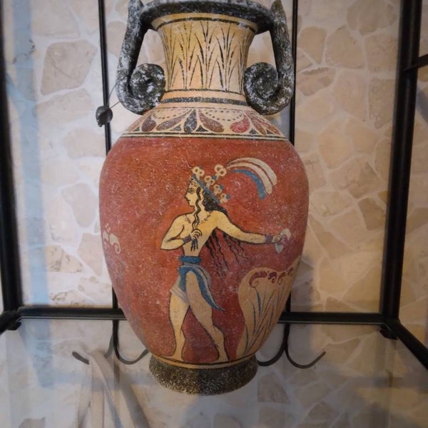 Prince of Lilies Minoan Fresco Painting Knossos Vase Ancient Greek ...