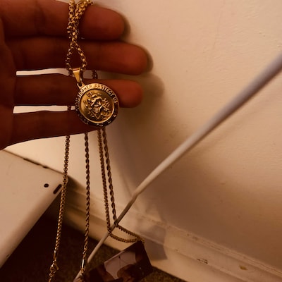 Saint Christopher Necklace 5 Way Set Men's Necklace Gold St Christopher ...