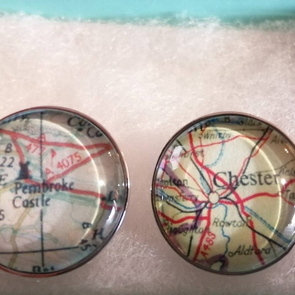 Map Cufflinks Custom Vintage Maps. Select Two Locations. Anywhere in ...