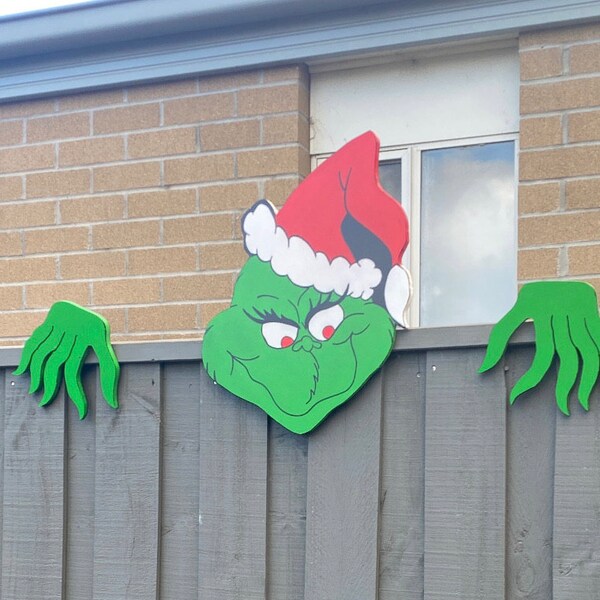 Digital Grinch Peeking Over Fence PDF | INSTANT DOWNLOAD | Holiday ...