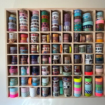 Large Wooden Trinket Display Shelf 51 Compartments Wall Hanging Unit ...