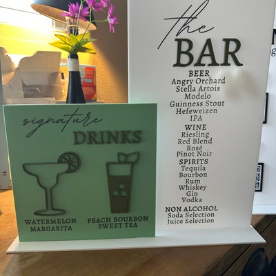 Signature Drinks Bar Sign With Icons Pictured Signature Drinks Bar Sign ...