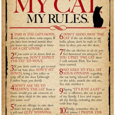 My House, My Cat, My Rules Digital Print for Cat Lovers A4 - Etsy