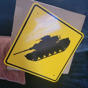 Tank Crossing Sign Military Safety Plackard Ordance Marker Gun Vehicle ...