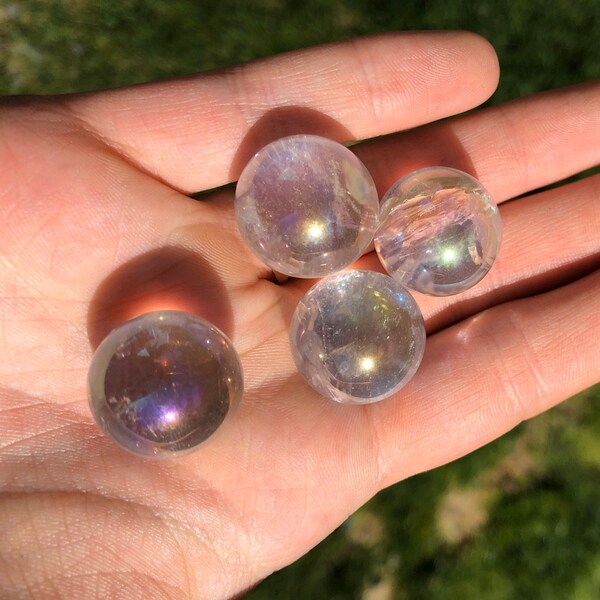 Small Aura Quartz Spheres - Etsy
