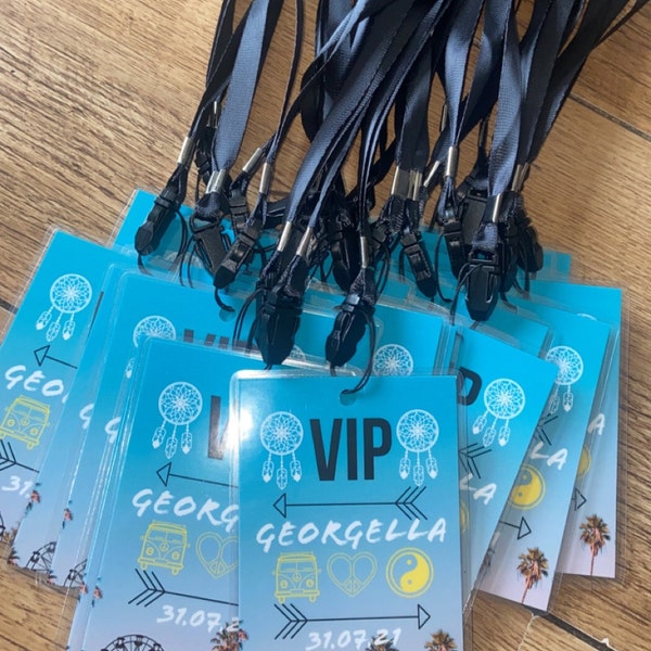 Personalised Festival Style VIP Pass & Lanyard Invitations Invites ...