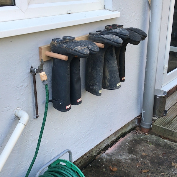 Wooden Wellington, Welly Boot Rack, Traditional Boot Storage Holds Upto ...