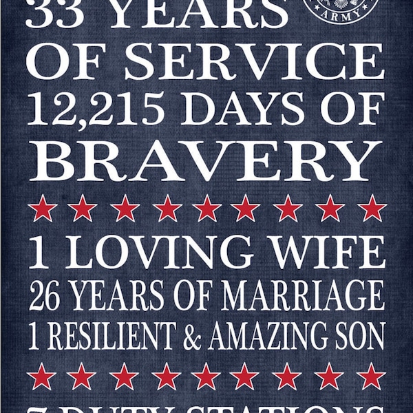 Army Service Sign - Personalized Military Retirement - Armed Forces ...