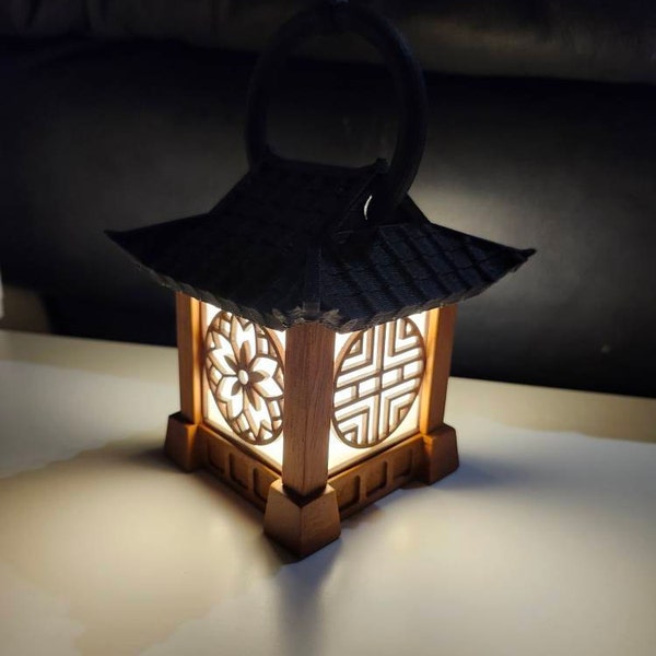HANJI Paper Small Lamp Korean Traditional Window Art, Wood Table Night ...