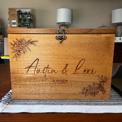 White Rustic Wooden Card Box Personalized Lockable Card Box - Etsy