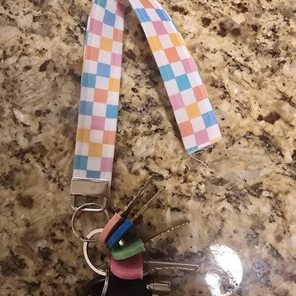 Checker Keychain Wristlet/keychain Wristlet Fobs/checkerboard Keychain ...