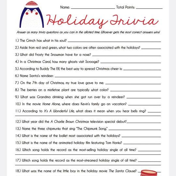 Holiday Trivia Game | Christmas Trivia Game | Christmas Games ...