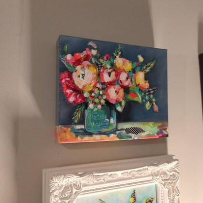Number 25, miley is an Original Acrylic Floral Painting on Paper. 5 In ...
