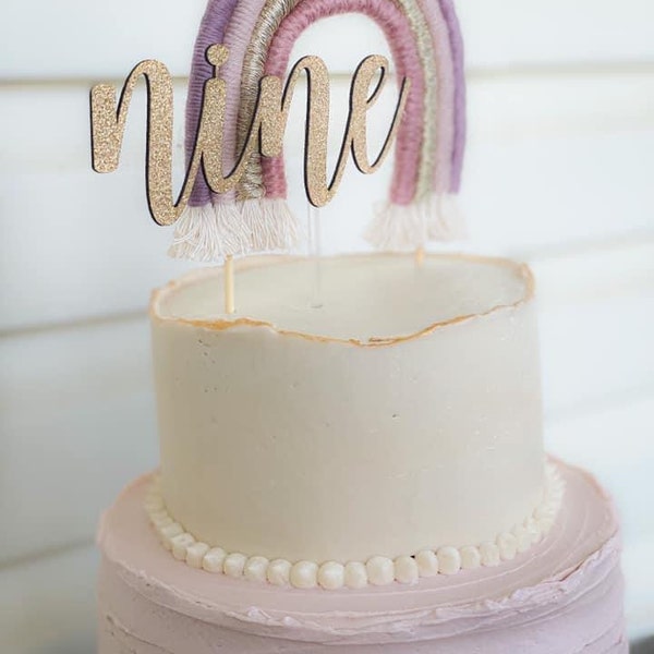 Nine Cake Topper, 9th Birthday Cake Topper, Gold Glitter Party ...