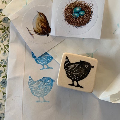 Hand Carved Rubber Stamp little Bird, DIY, Gift for Kids, Animal, Gift ...