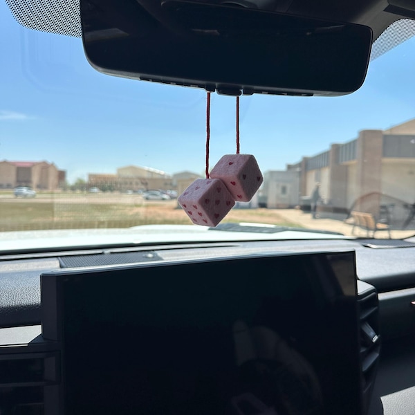 Black Fuzzy Dice With Black Bling Gems and Chain or Cord / Car ...