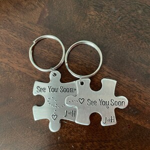 Puzzle Piece Keychains Couple Keychains Connected by Heart | Etsy
