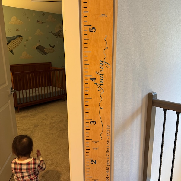 Custom Wooden Growth Chart for Kids - Personalized Height Measuring ...