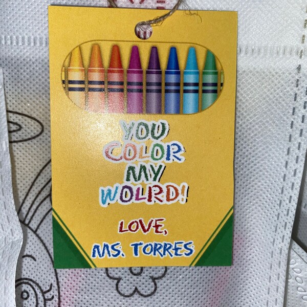 Editable You Color My World Gift Tag, Printable Crayon Favor Tags ...