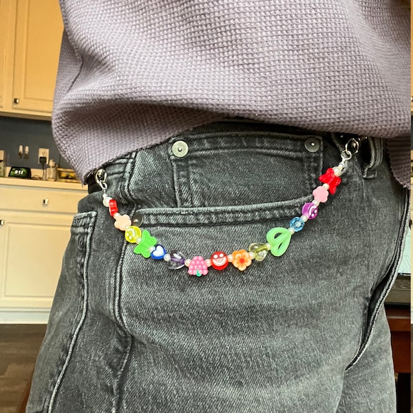 Rainbow Beaded Charm Chain for Pants Belt Loops - Etsy