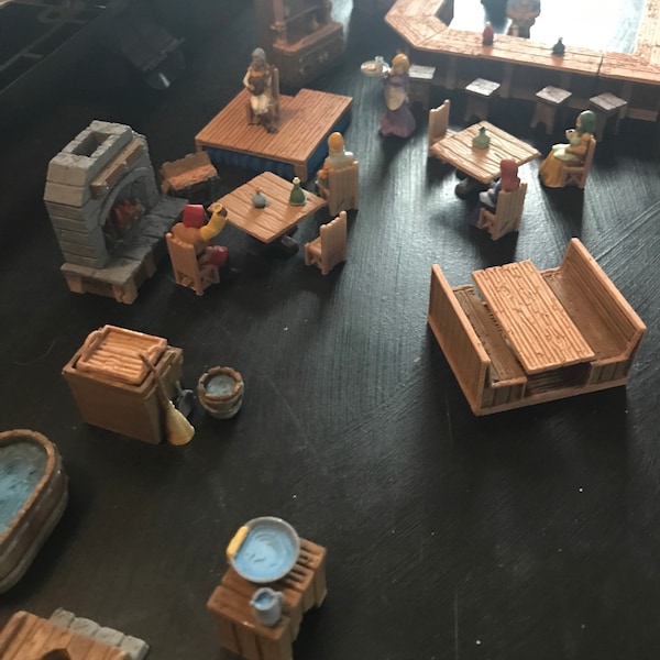 50pc Miniature Bar / Tavern Set for Dungeons and Dragons - 3D Printed ...