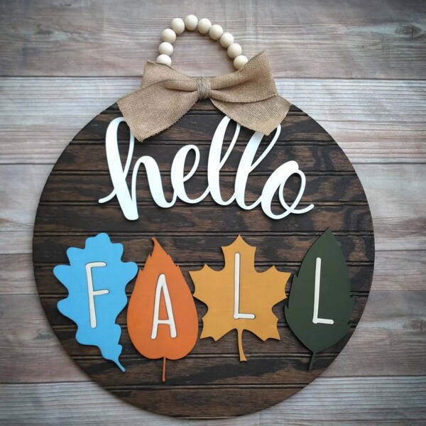 Hello Fall Leaves Sign, Digital Download, SVG Laser Cut File, Cricut ...