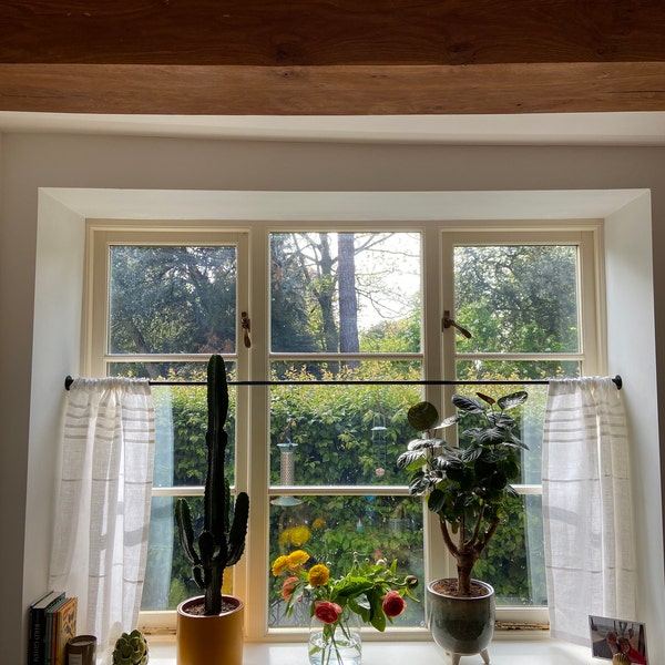 White Cafe Panel, 100% Linen Curtain, Paris Kitchen, Half Bathroom ...
