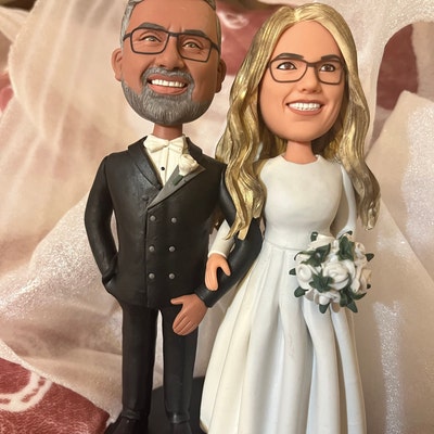 Handmade Custom Marry to Me Kiss Wedding Bobble Head Handmade Polymer ...
