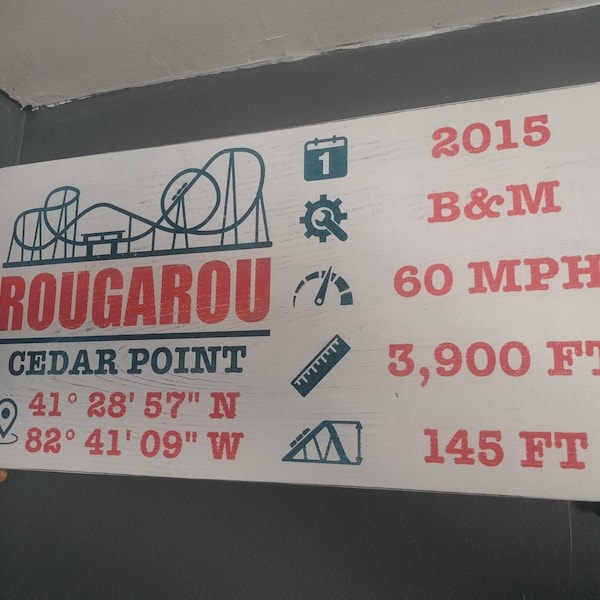 Cedar Point Roller Coaster Sign - Rustic Wooden Theme Park Wall Art ...