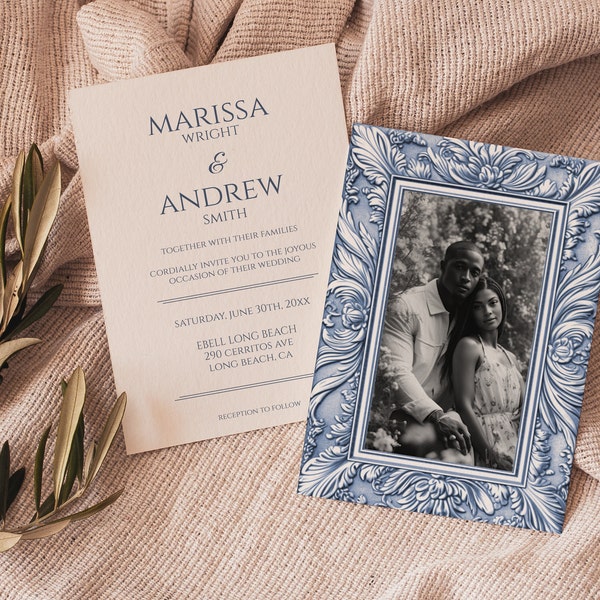 Minimalist Double Wedding Card Mockup, Beige Stationery Card Mockup ...