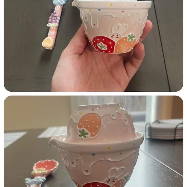 Strawberry Gaiwan Set, Handmade Tea Drinker Gifts, Handpainted ...